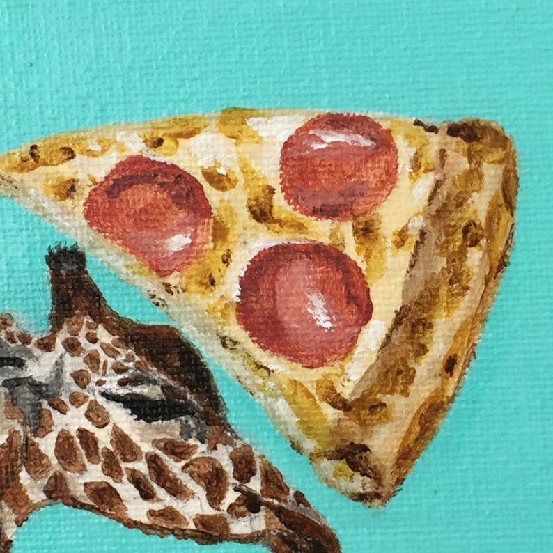 The Pisa Tower Giraffe pizza painting original animal | Etsy