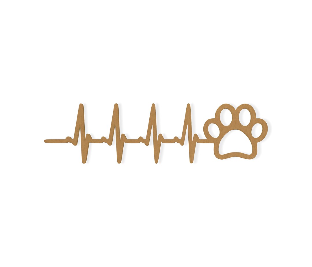 Heart Beat Paw Print- Cut Out, Home Decor, Wall Hanging, Cut From ...