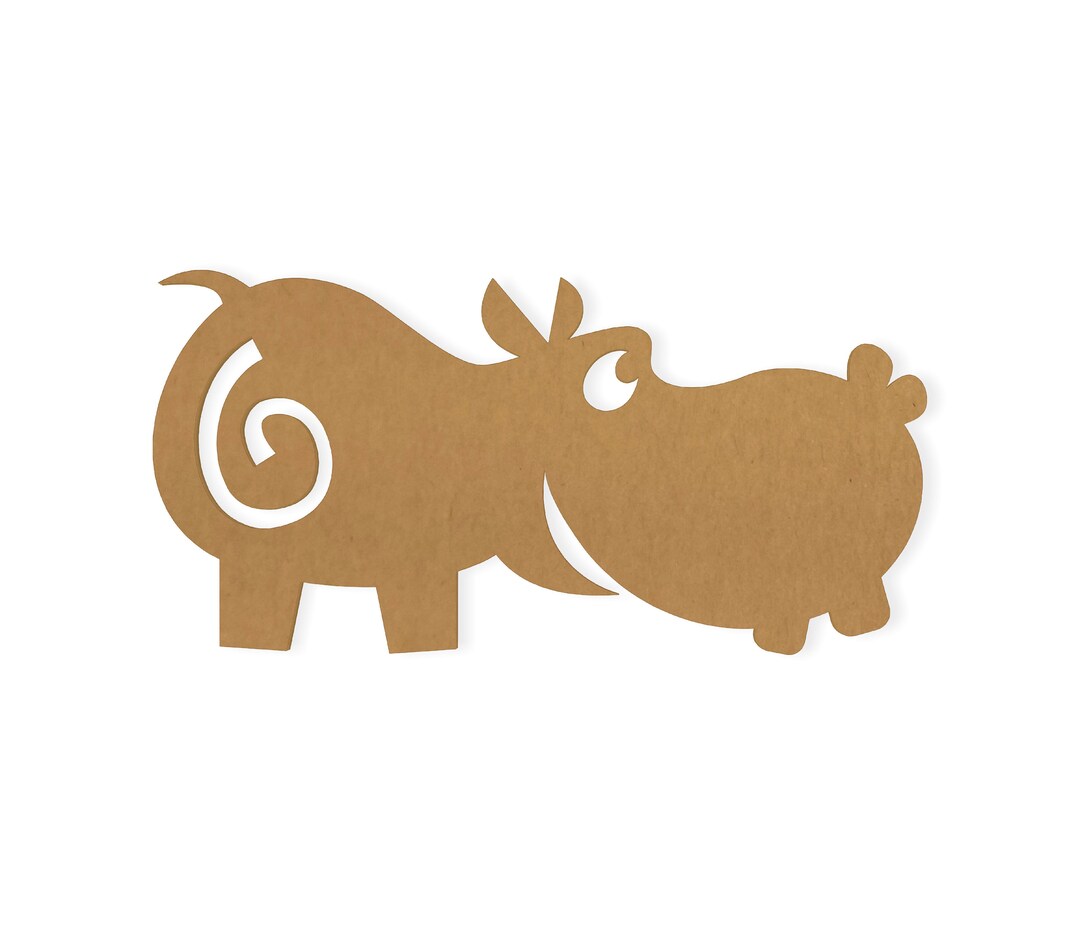 Woodland Hippo Wall Art - DIY Cardboard Cutout in Various Sizes - Etsy