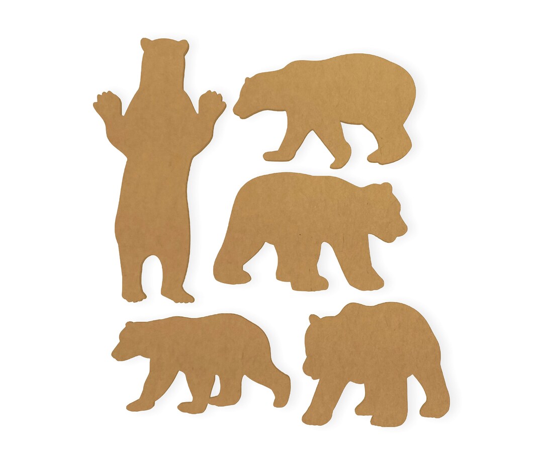 Bear Silhouette Cutouts: 5 Bears Group - Cardboard Cabin Wall Decor - Etsy
