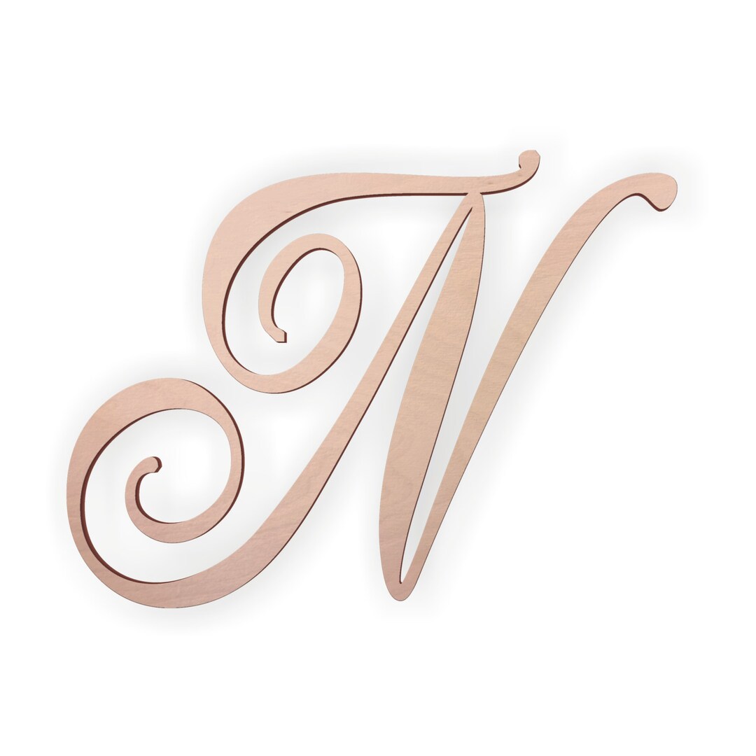 Wooden Monogram Letter "n" - Large or Small, Unfinished, Cursive Wooden ...