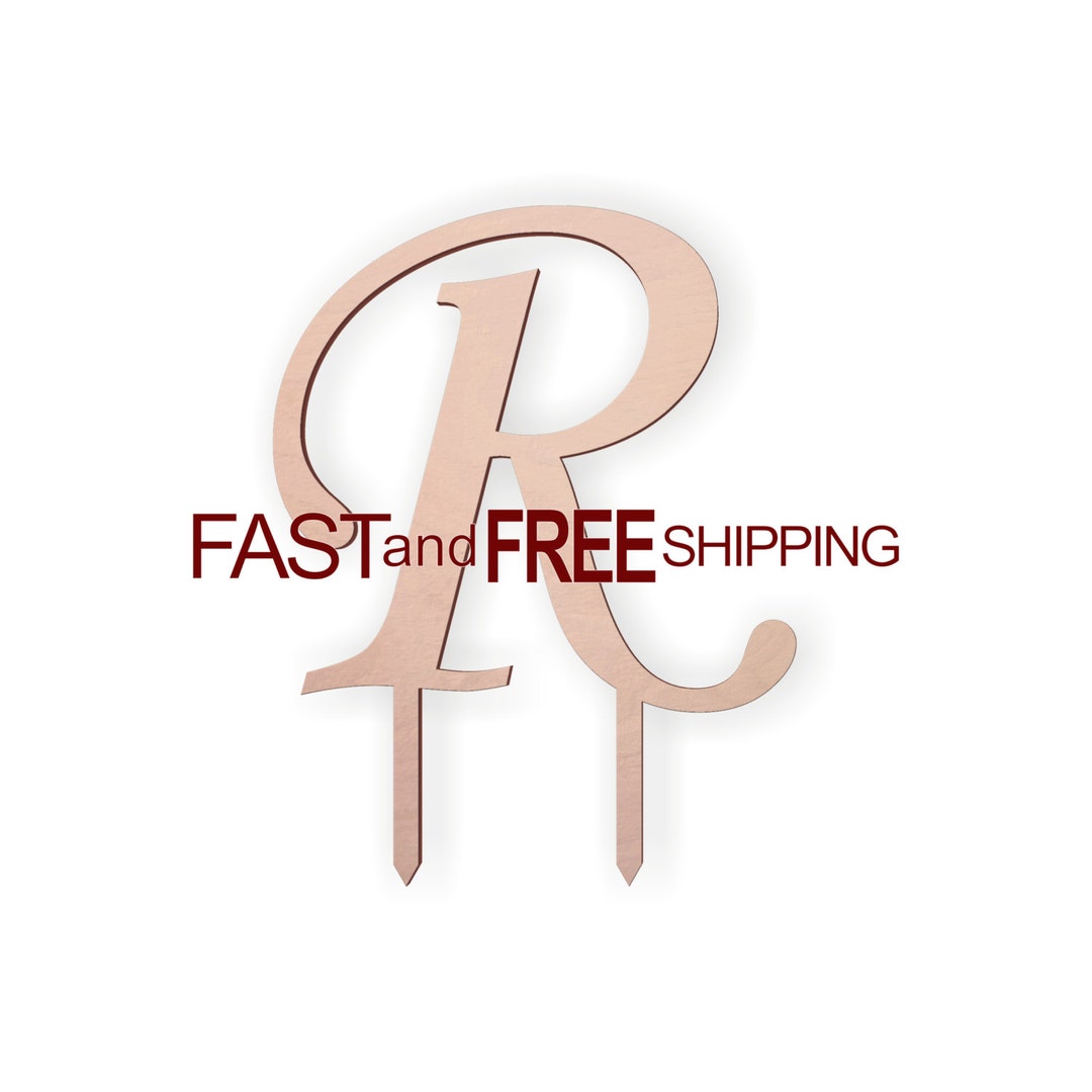 R Cake Topper - Wood Paintable 5in Tall With 2in Prongs - Wedding ...