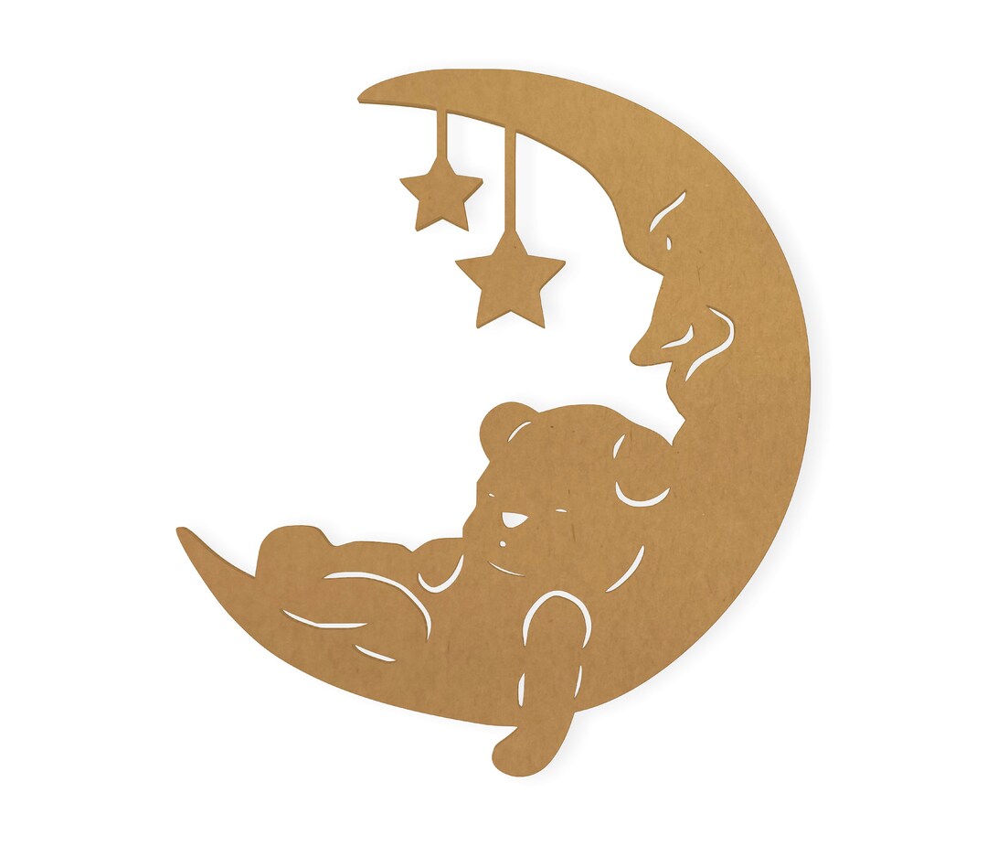 Moon and Bear Wall Hanging: Cardboard Cutout - DIY Paintable Decor - Etsy