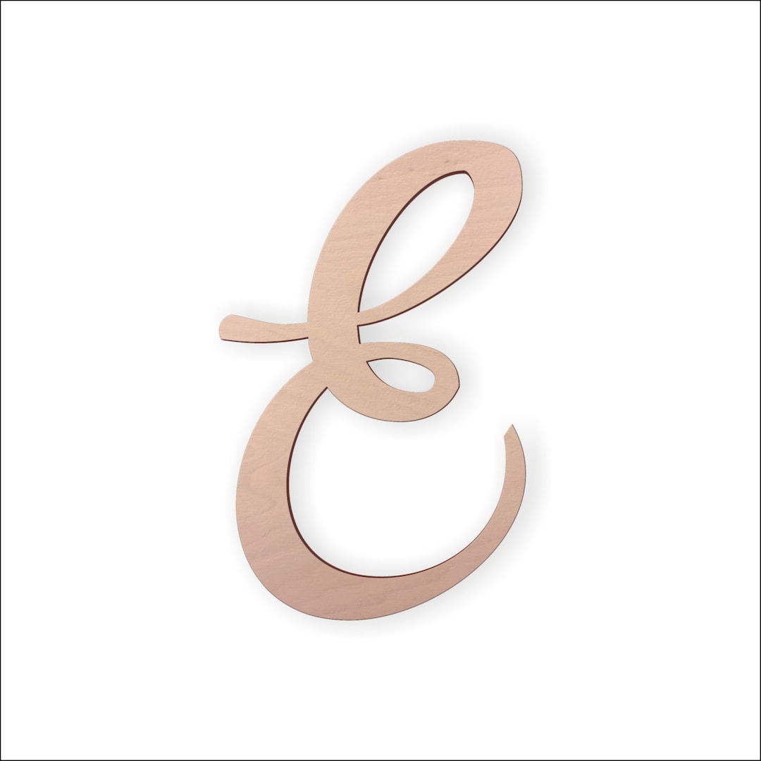 Wooden Monogram Letter E - Large or Small, Unfinished, Cursive Wooden ...