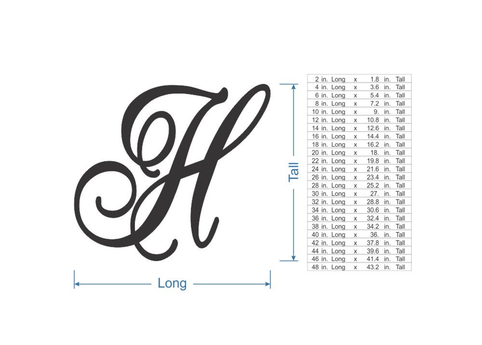 Wooden Monogram Letter h Large or Small, Unfinished, Cursive Wooden ...