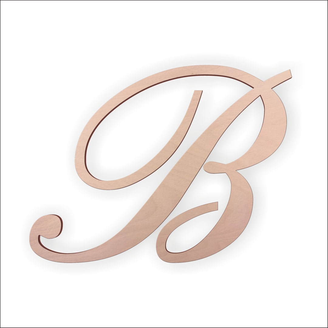 Wooden Monogram Letter b Large or Small, Unfinished, Cursive Wooden ...