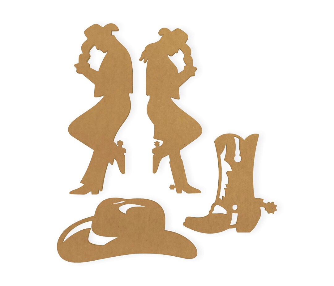 Cowboy Wall Decor: Silhouettes of 2 Cowboys, Hat, and Boot - Cardboard ...