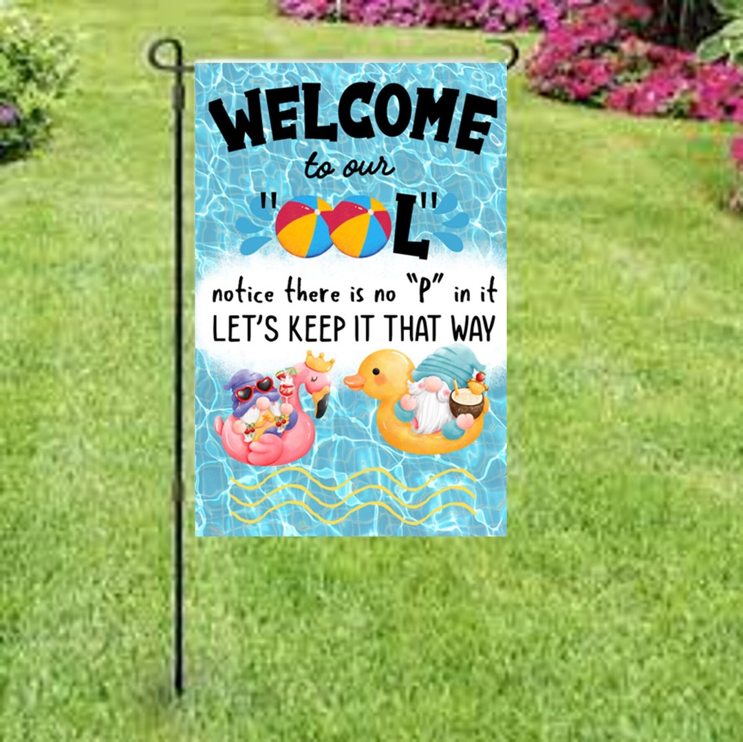 Welcome to the Pool Garden Flag - Etsy