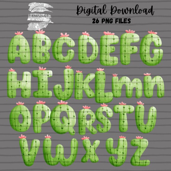 Cactus Alphabet PNG Alphabet PNG Cactus Tier Tray Cactus - Etsy