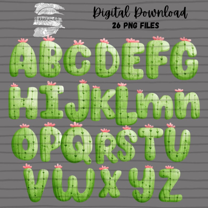 Cactus Alphabet PNG Alphabet PNG Cactus Tier Tray Cactus - Etsy