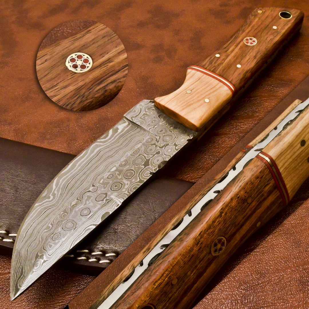Hand Forged Damascus Steel Skinning Knife: Handmade Hunting Knife With ...