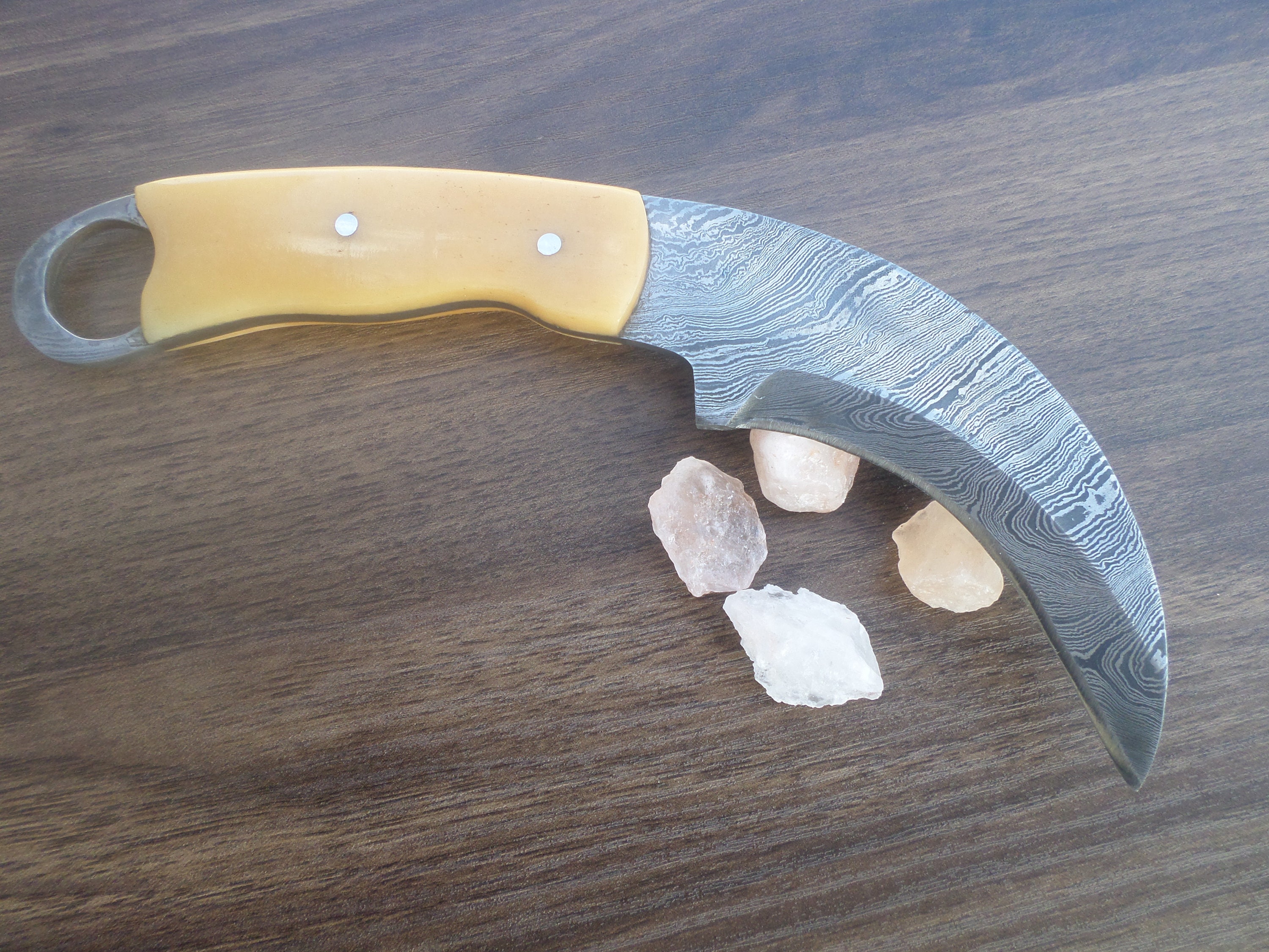 Custom Hand Made Damascus Steel Karambit Knife W/leather Sheath - Etsy