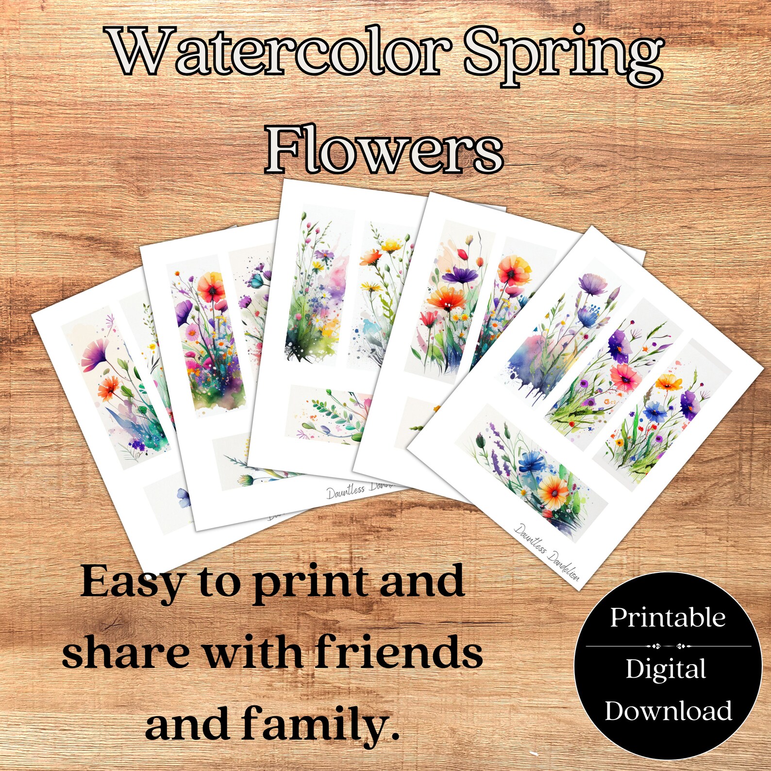Flower Bookmarks, Spring Flowers, Watercolor Bookmarks, Printable ...