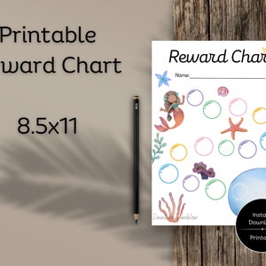 Mermaid Reward Chart, Kids Reward Chart, Minimal Reward Chart, Potty ...