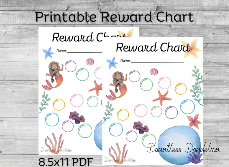 Mermaid Reward Chart, Kids Reward Chart, Minimal Reward Chart, Potty ...