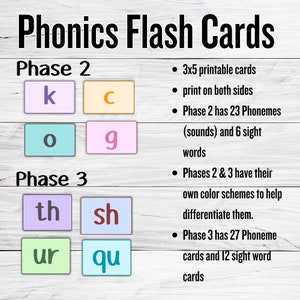 Printable Phonics Flashcards, Phase 2 and 3 Phonics Cards - Etsy