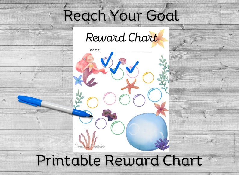 Kids Reward Chart Mermaid Reward Chart Printable Reward - Etsy