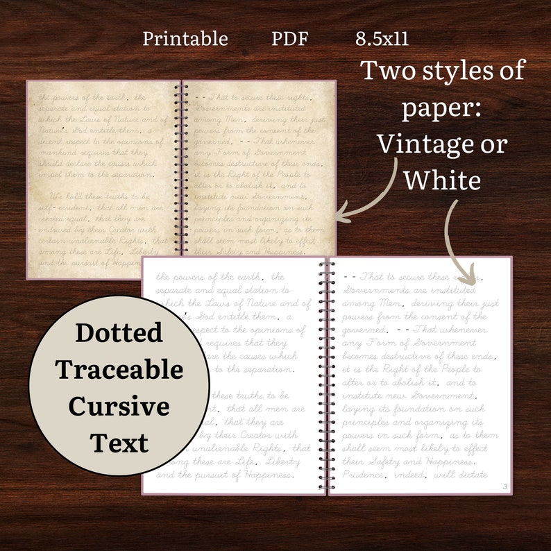 Cursive Writing Practice Workbook With the Declaration of Independence ...