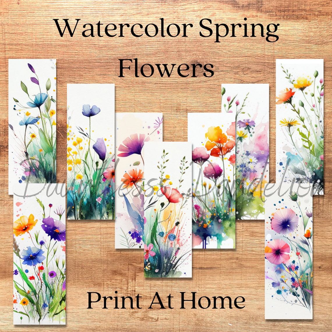 Flower Bookmarks Spring Flowers Watercolor Bookmarks - Etsy