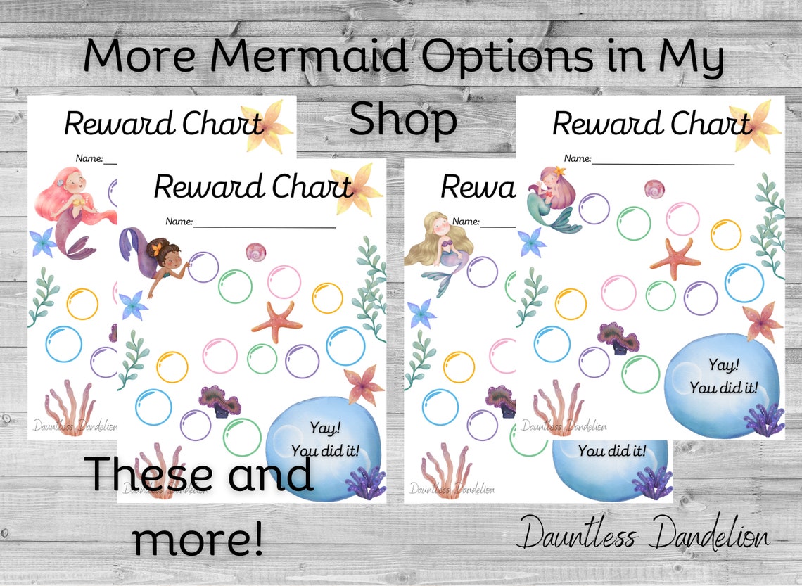 Mermaid Reward Chart, Kids Reward Chart, Printable Reward Chart, Goal ...