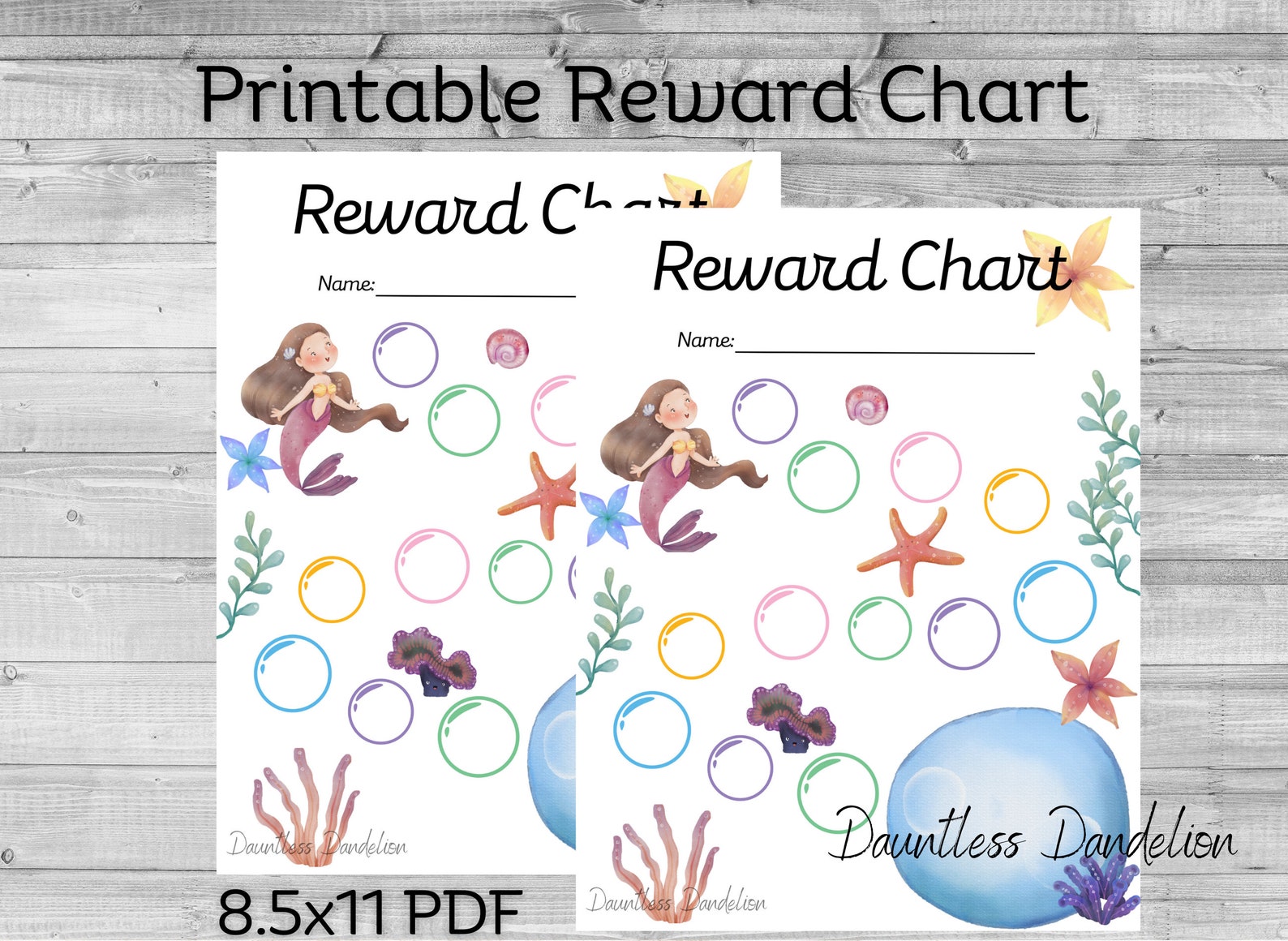 Mermaid Reward Chart, Kids Reward Chart, Printable Reward Chart, Goal ...