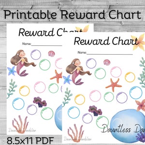 Mermaid Reward Chart, Kids Reward Chart, Printable Reward Chart, Goal ...