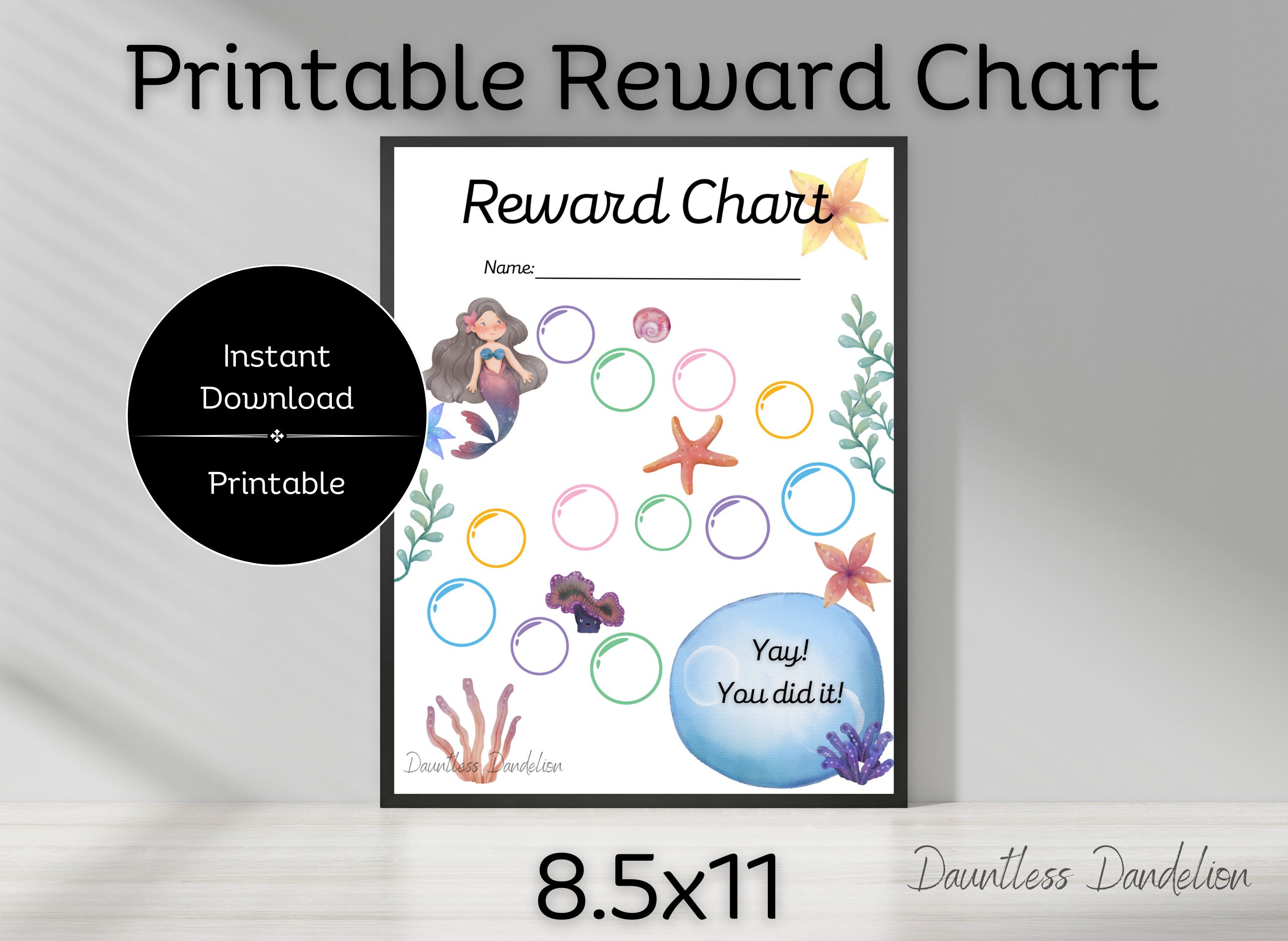 Printable Mermaid Reward Chart for Kids - Etsy