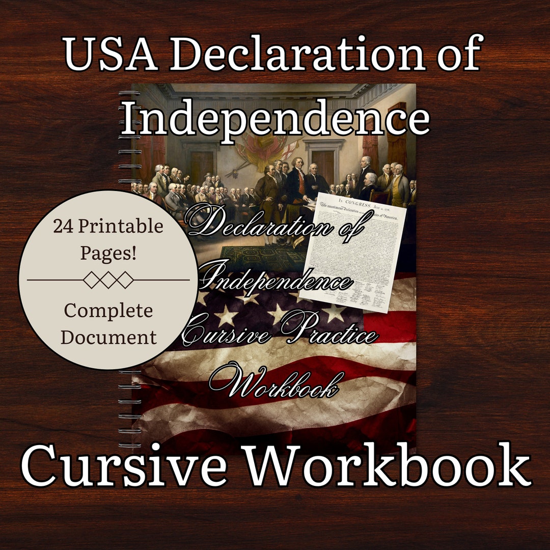 Cursive Writing Practice Workbook With the Declaration of Independence ...