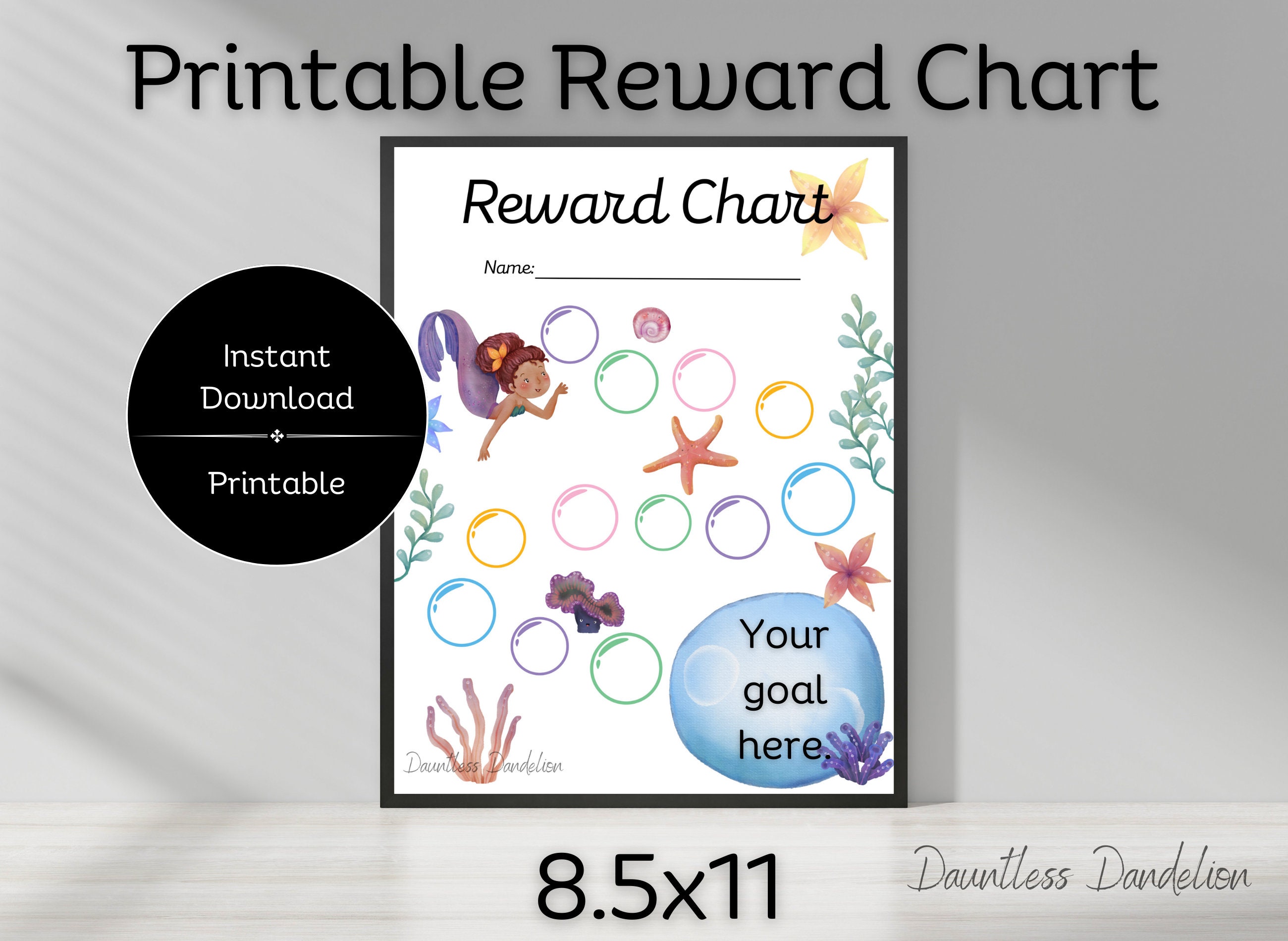Mermaid Reward Chart, Kids Reward Chart, Goal Setting, Printable Reward ...