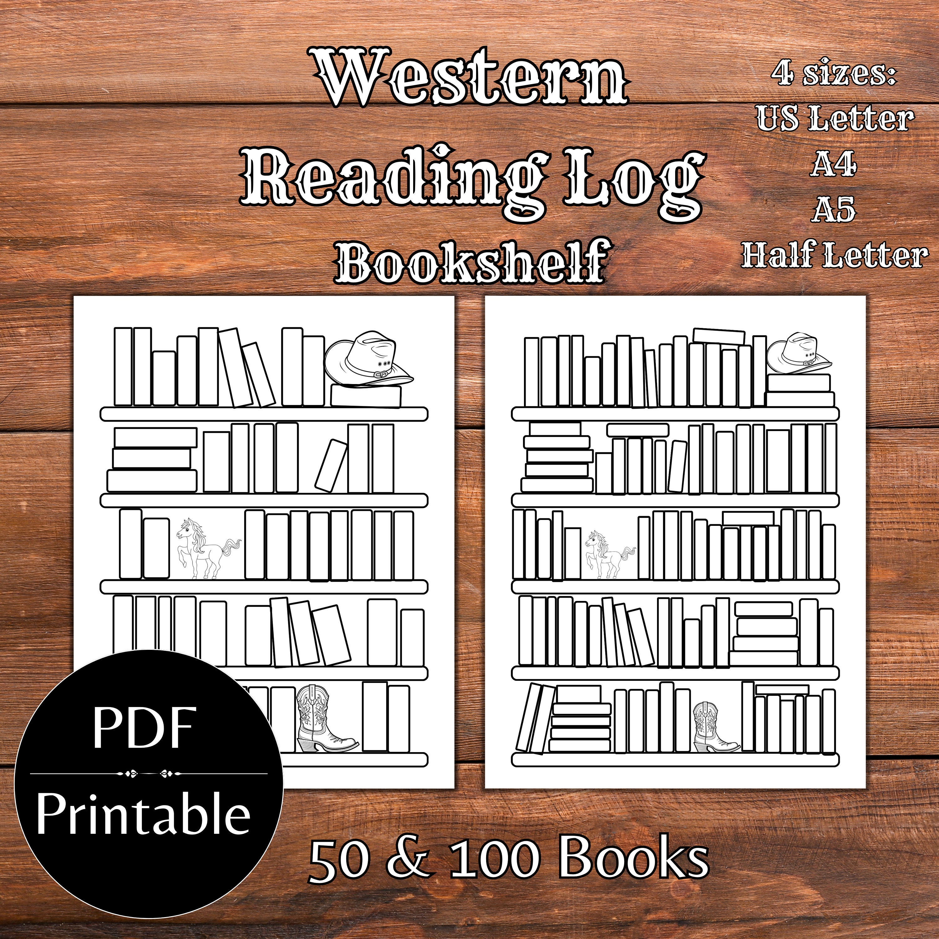 Cowboy Reading Log, Western Reading Tracker, Printable Coloring ...
