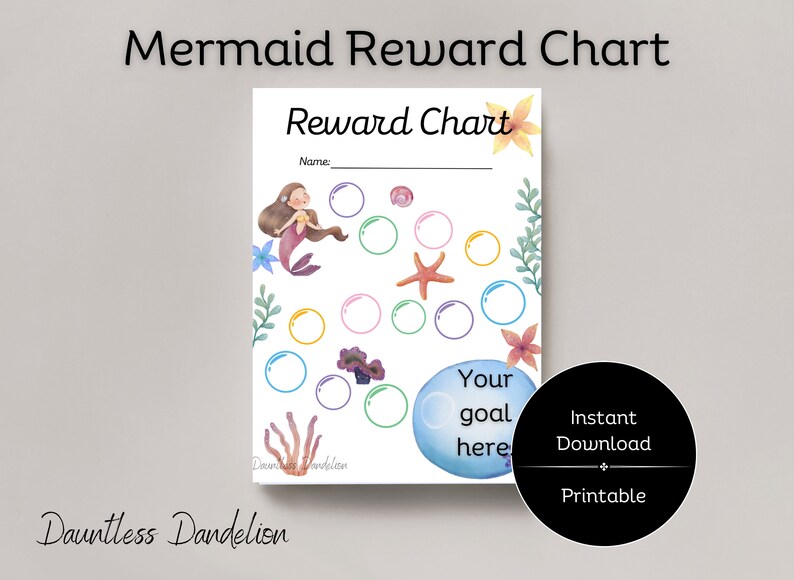 Mermaid Reward Chart, Kids Reward Chart, Printable Reward Chart, Goal ...