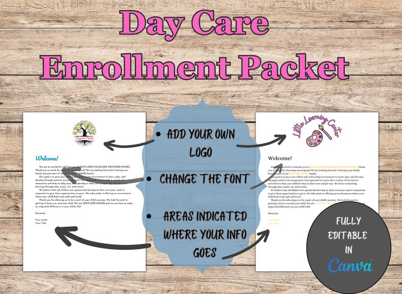 Daycare Enrollment Packet, Daycare Forms, Professional Child Care Forms ...