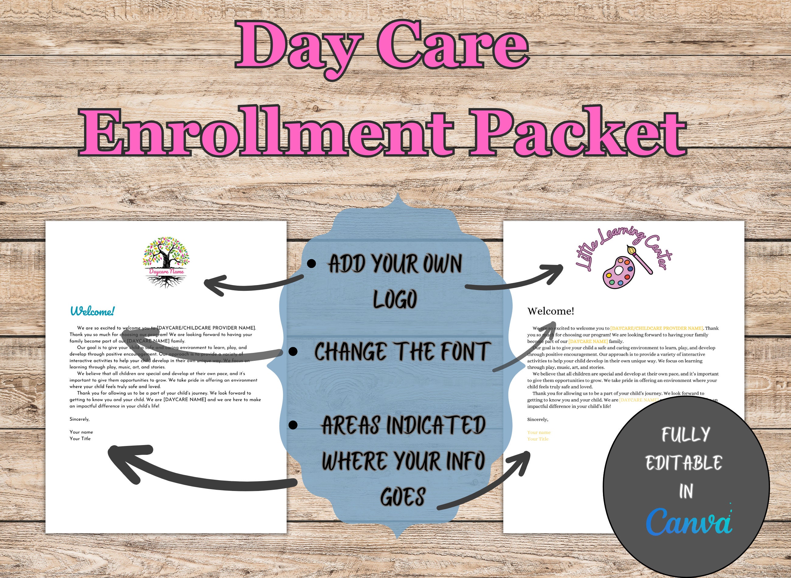 Daycare Enrollment Packet, Daycare Forms, Professional Child Care Forms ...