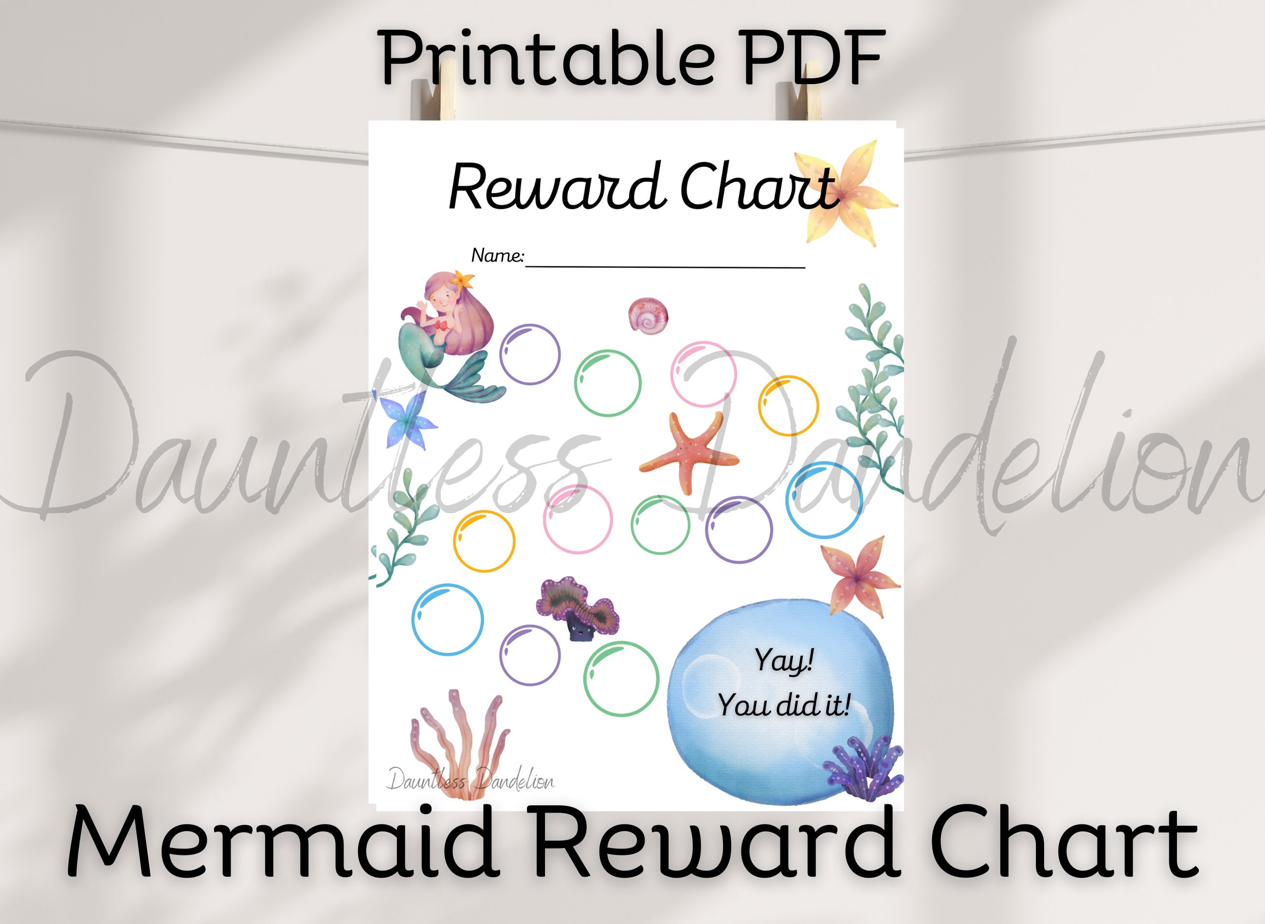 Mermaid Reward Chart, Reward Chart for Kids, Goal Setting Chart ...