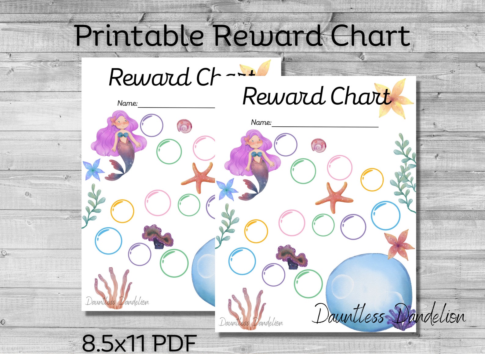 Mermaid Reward Chart, Bubble Reward Chart, Kids Reward Chart, Toddler ...