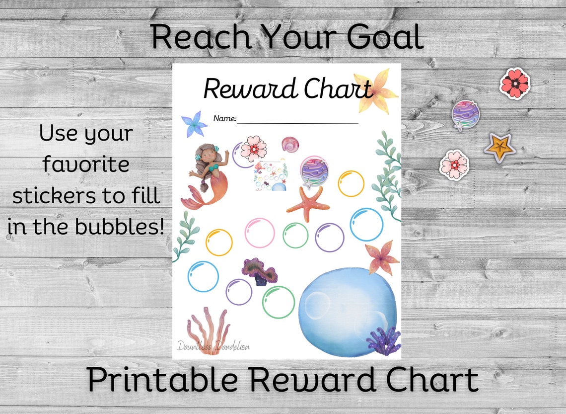 Mermaid Reward Chart, Kids Reward Chart, Minimal Reward Chart, Potty ...