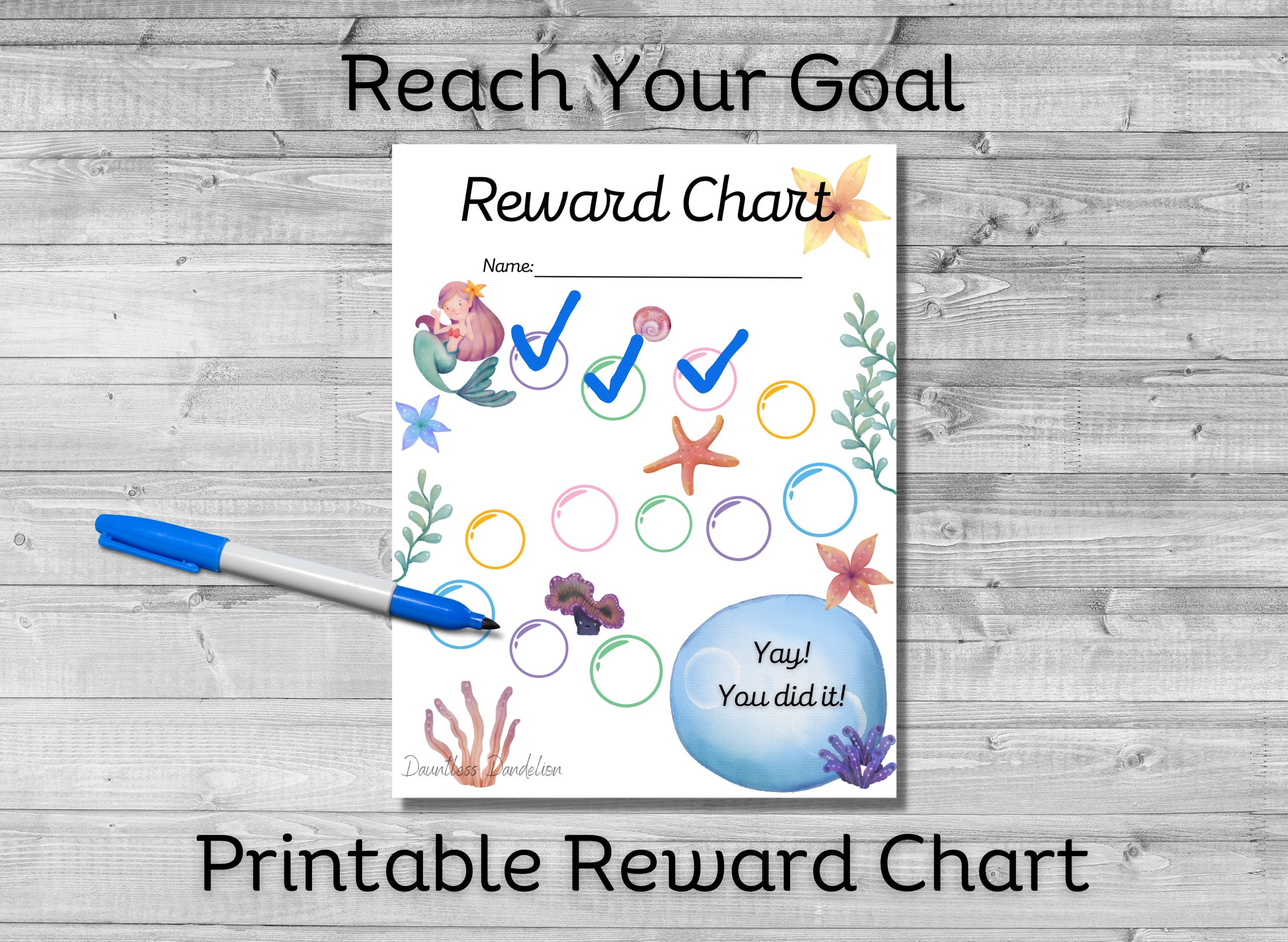 Mermaid Reward Chart, Reward Chart for Kids, Goal Setting Chart ...