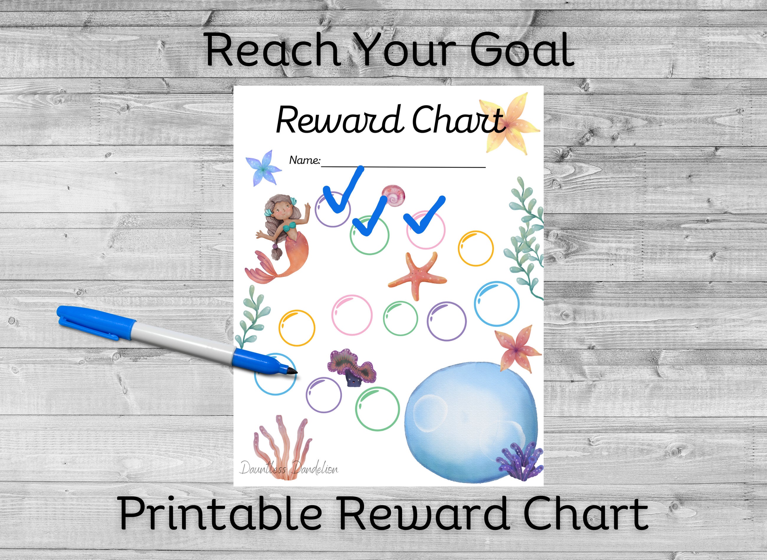 Mermaid Reward Chart, Kids Reward Chart, Minimal Reward Chart, Potty ...