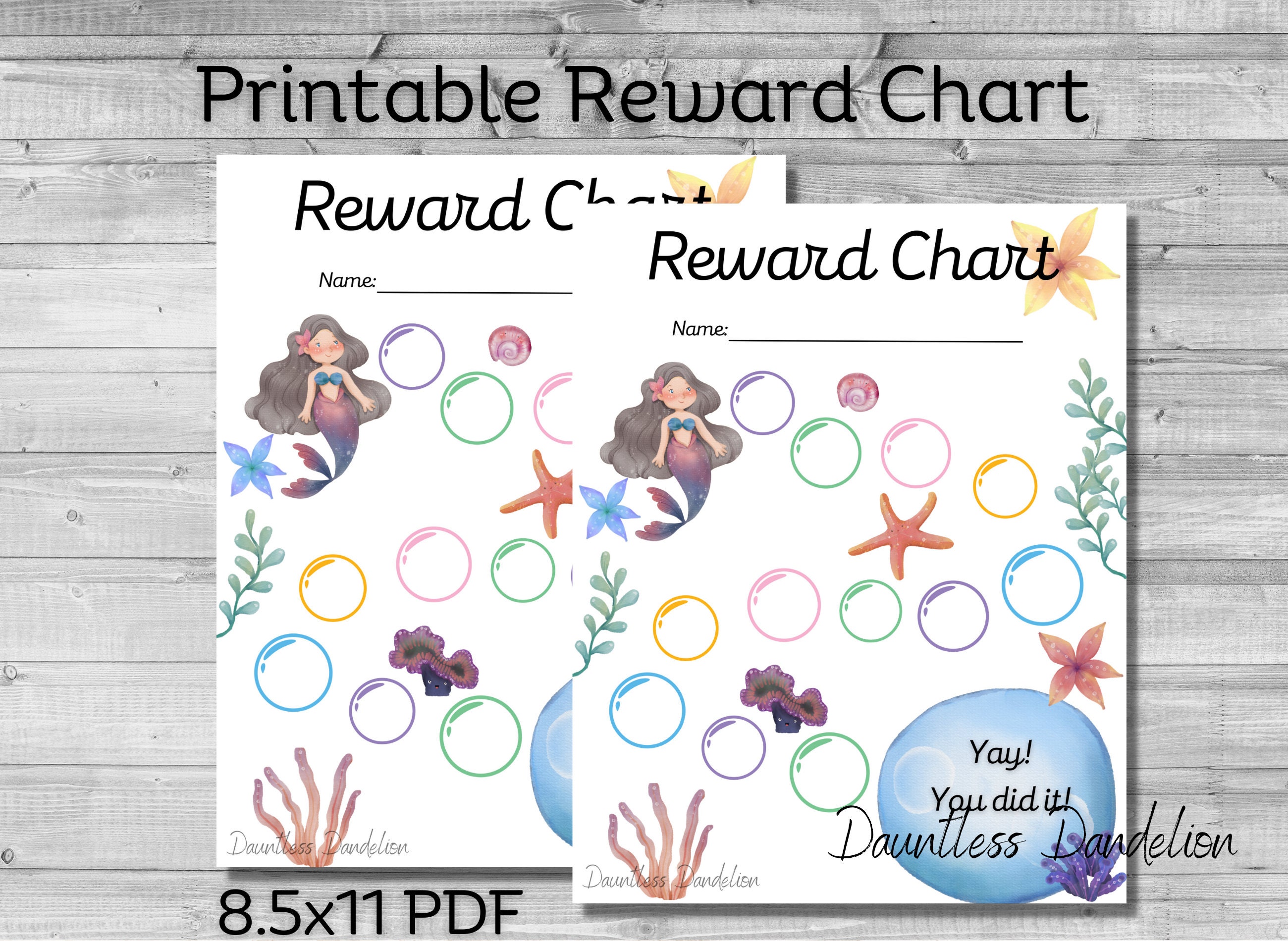 Printable Mermaid Reward Chart for Kids - Etsy