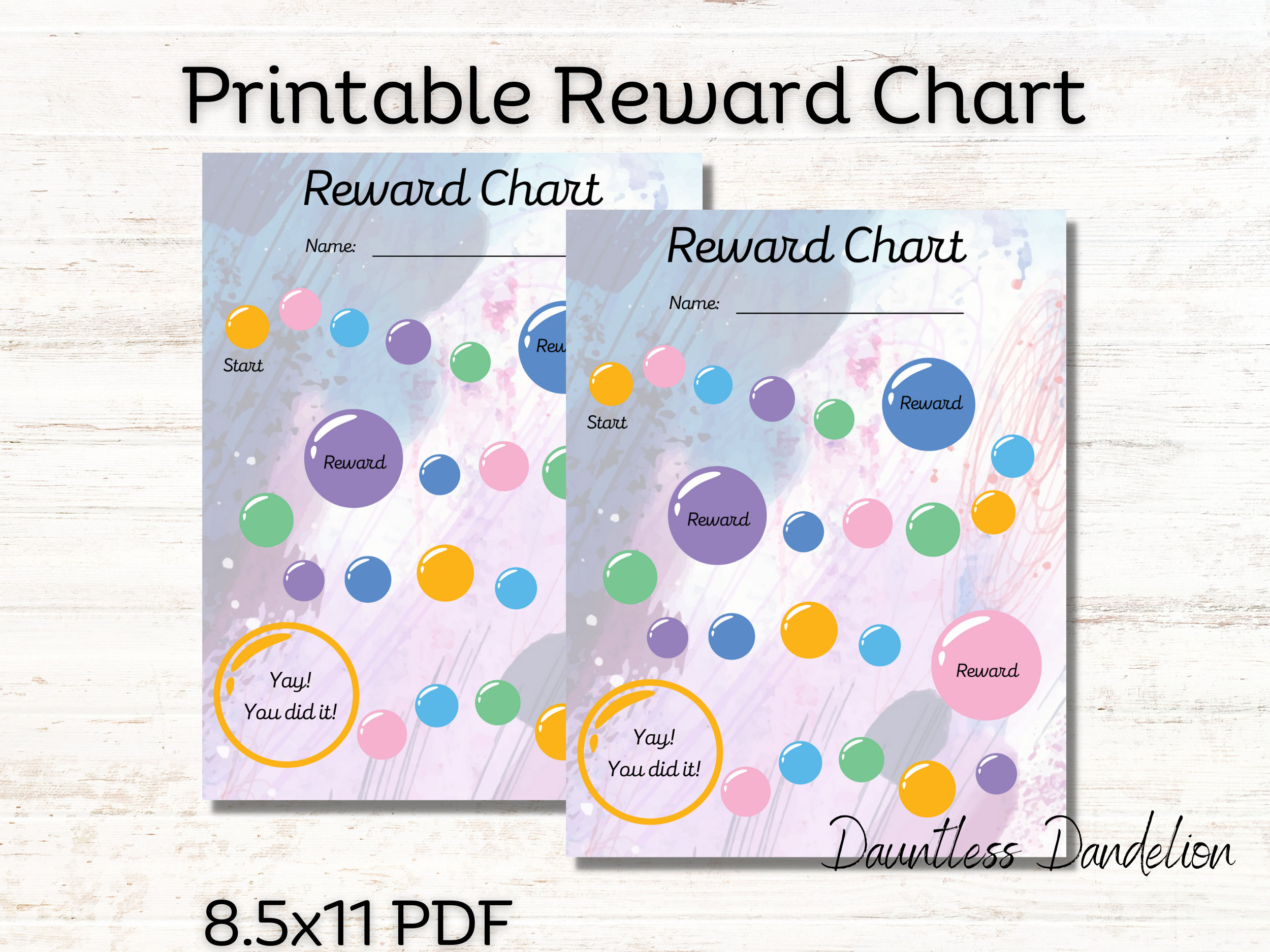 Reward Chart, Kids Bubble Chart, Colorful Printable Reward Chart - Etsy