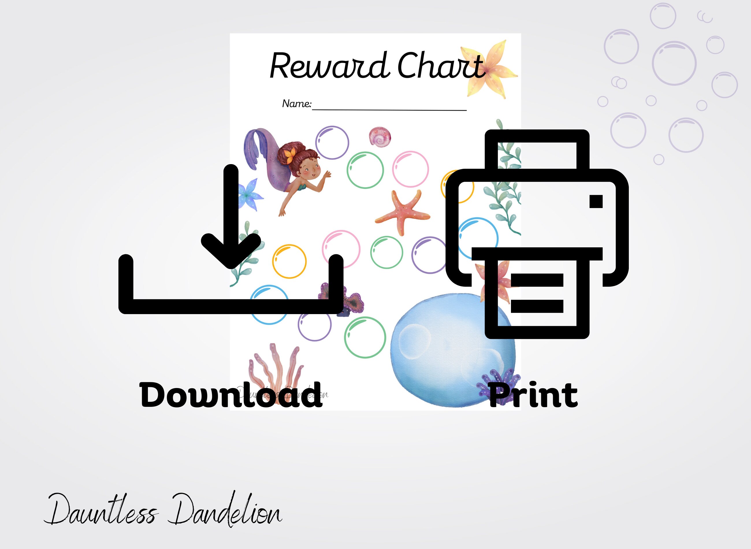 Mermaid Reward Chart, Kids Reward Chart, Goal Setting, Printable Reward ...