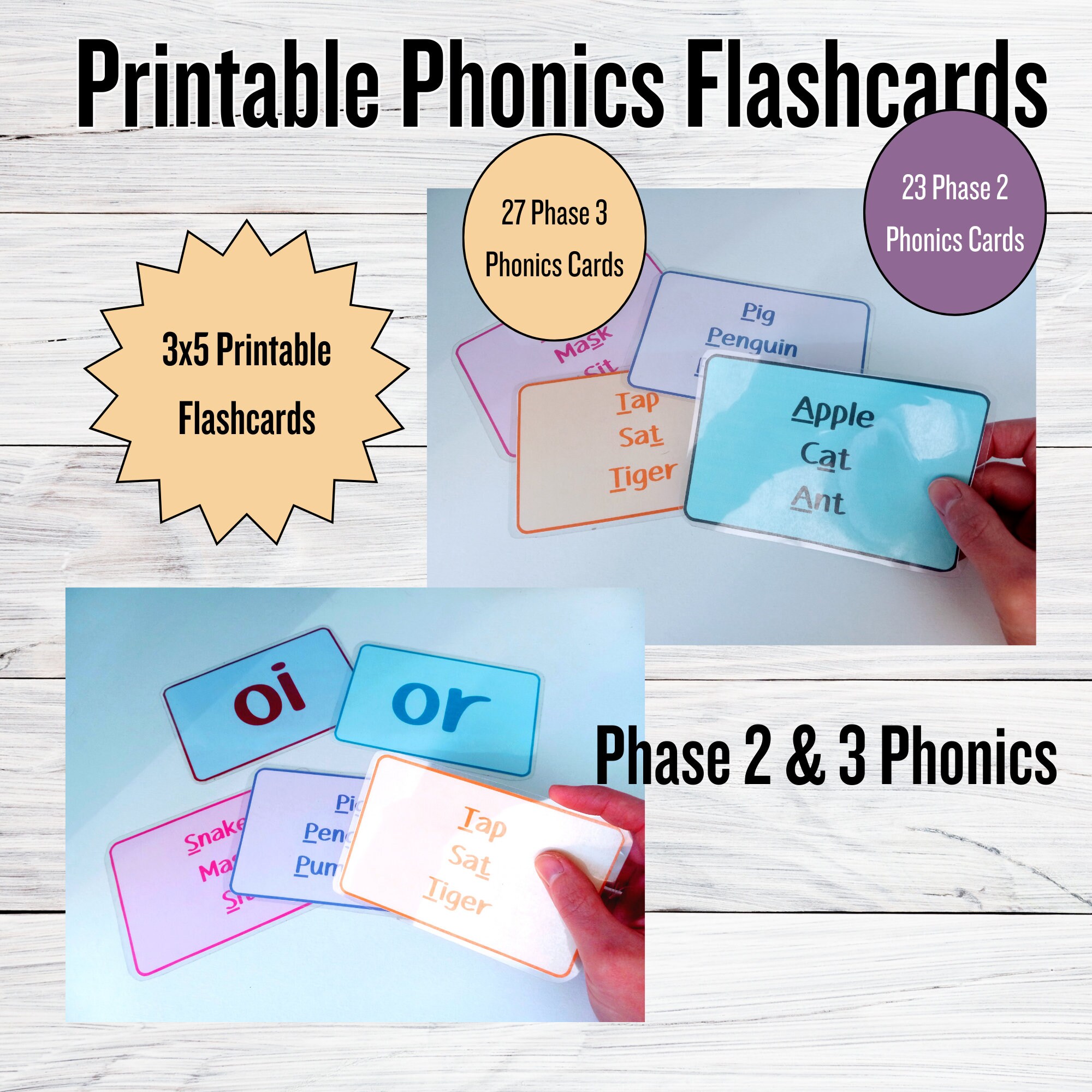 Printable Phonics Flashcards, Phase 2 and 3 Phonics Cards - Etsy