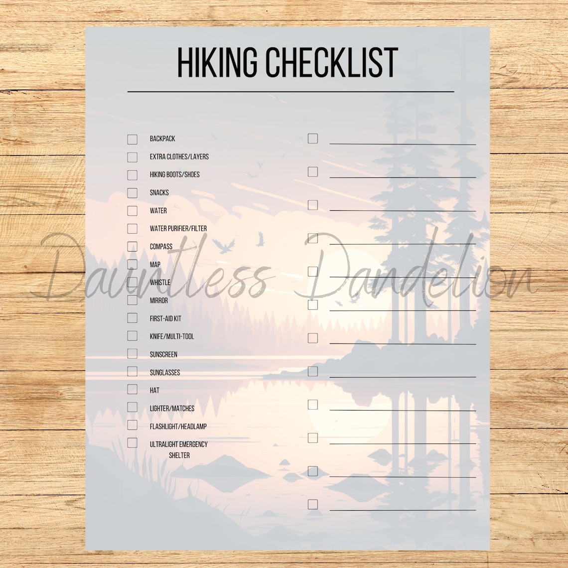 Hiking Checklist, Printable Checklist, Outdoor Safety Hiking List - Etsy