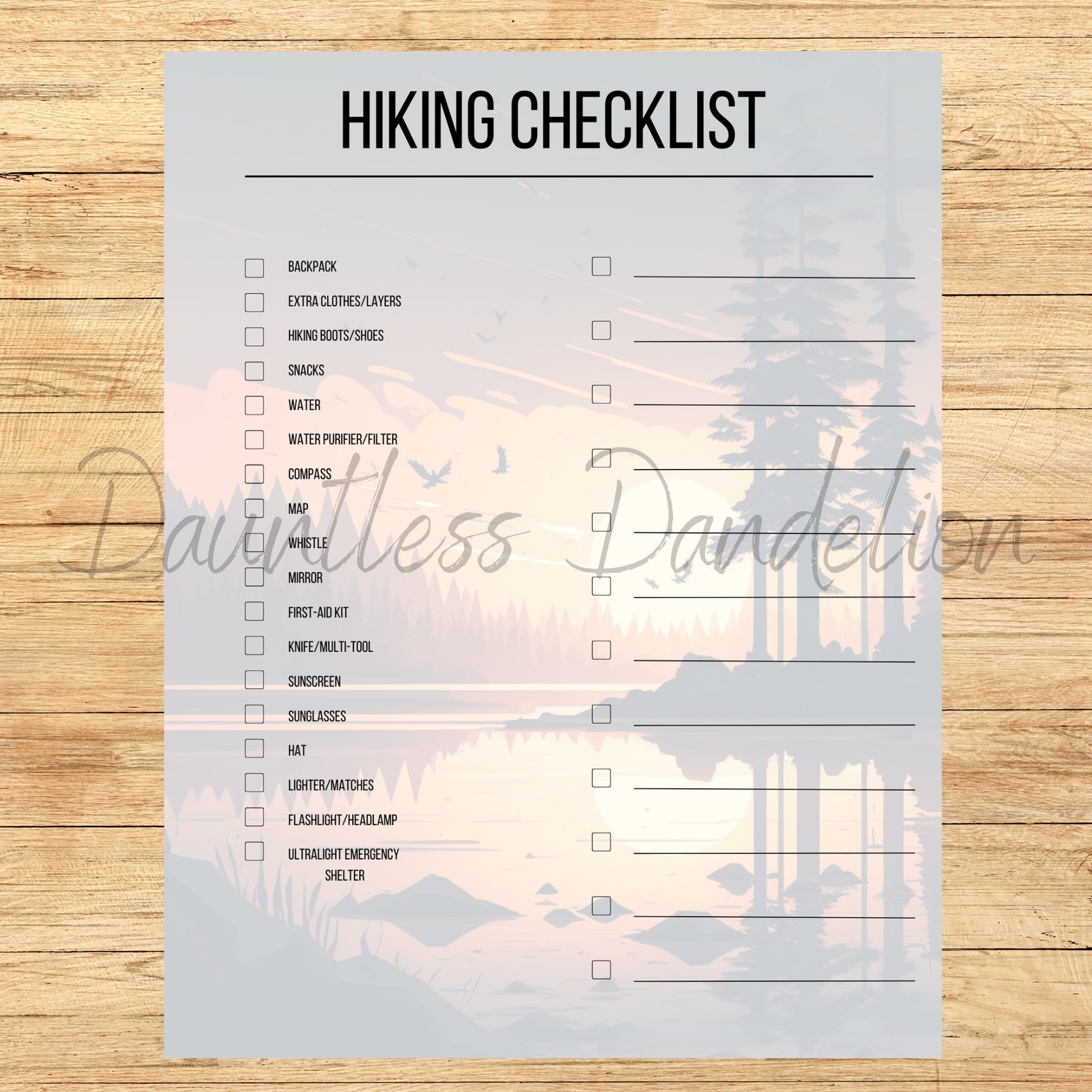 Hiking Checklist, Printable Checklist, Outdoor Safety Hiking List - Etsy
