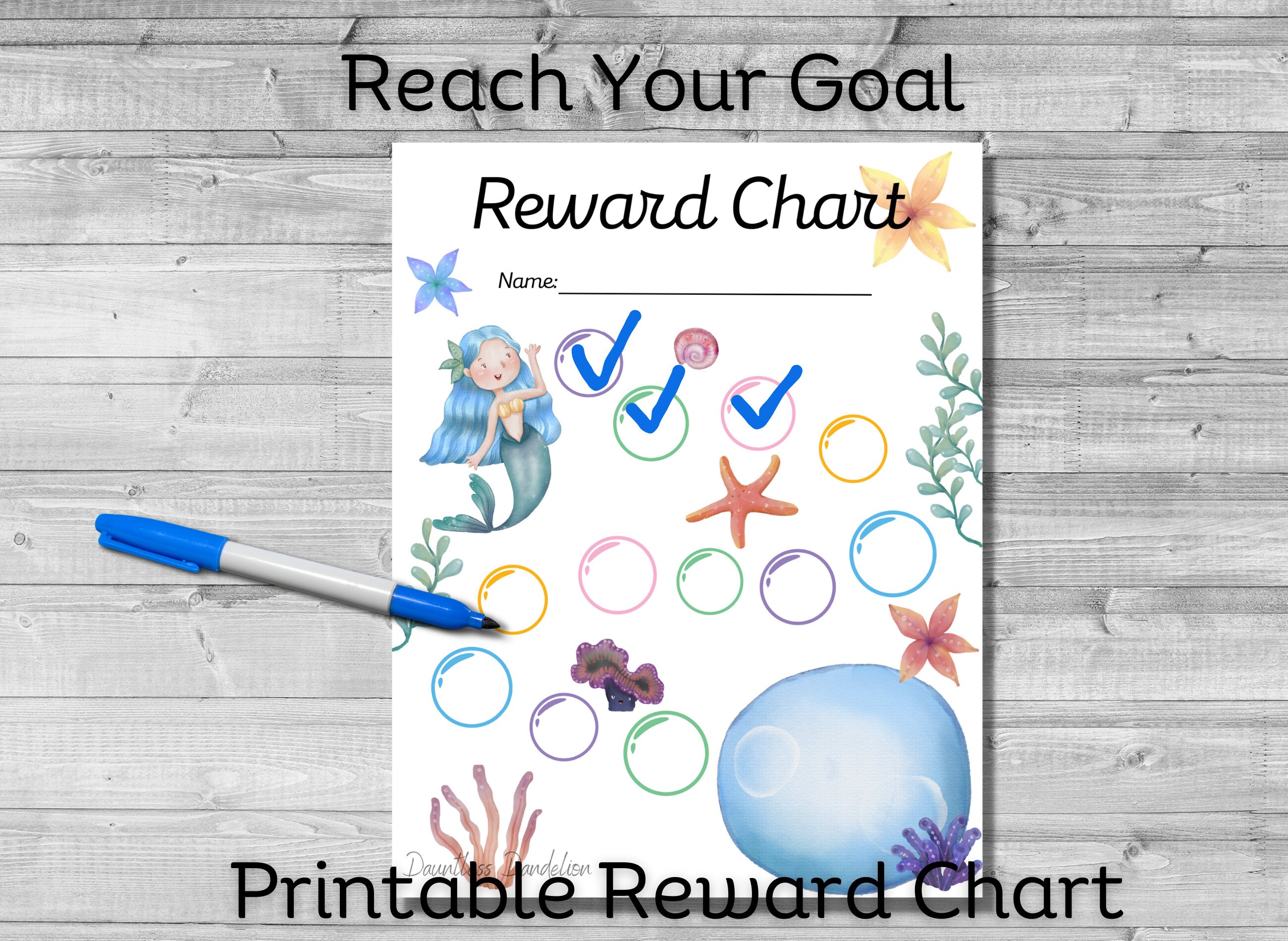 Girls Reward Chart, Mermaid Reward Chart Printable, Bubble Reward Chart ...