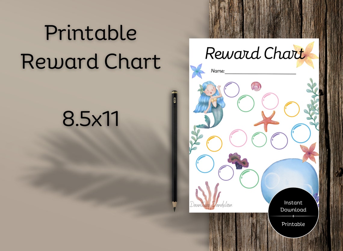 Girls Reward Chart, Mermaid Reward Chart Printable, Bubble Reward Chart ...