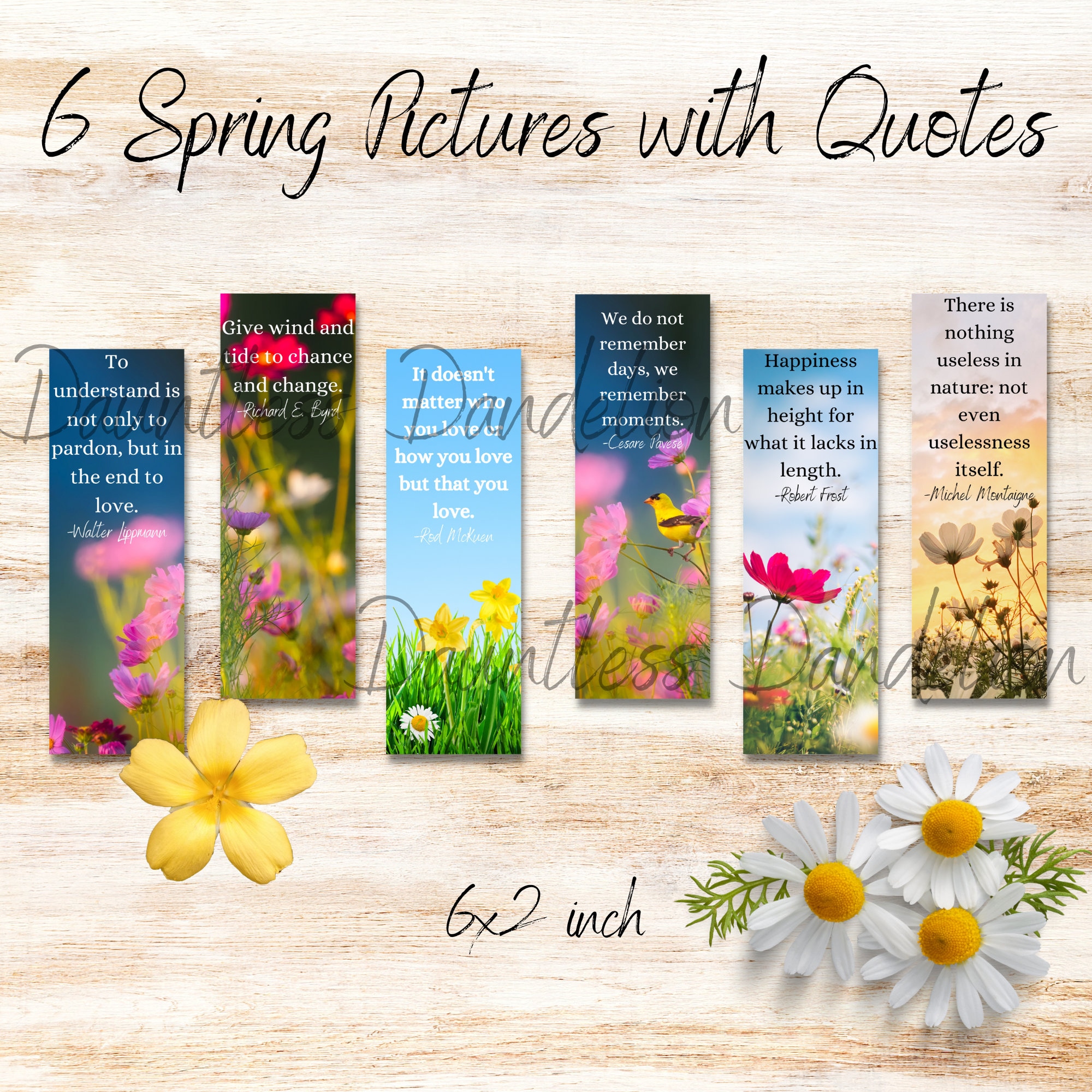 Flower Bookmark Bundle, Spring Bookmarks With Quotes, Inspirational ...