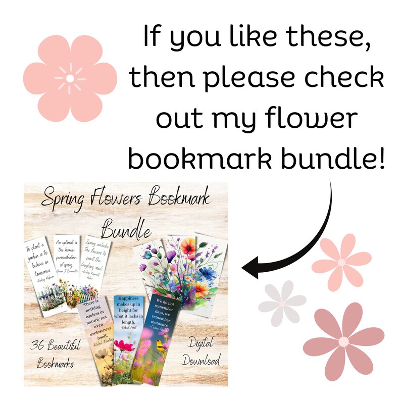 Flower Bookmarks With Quotes, Floral Bookmarks, Printable Bookmarks ...