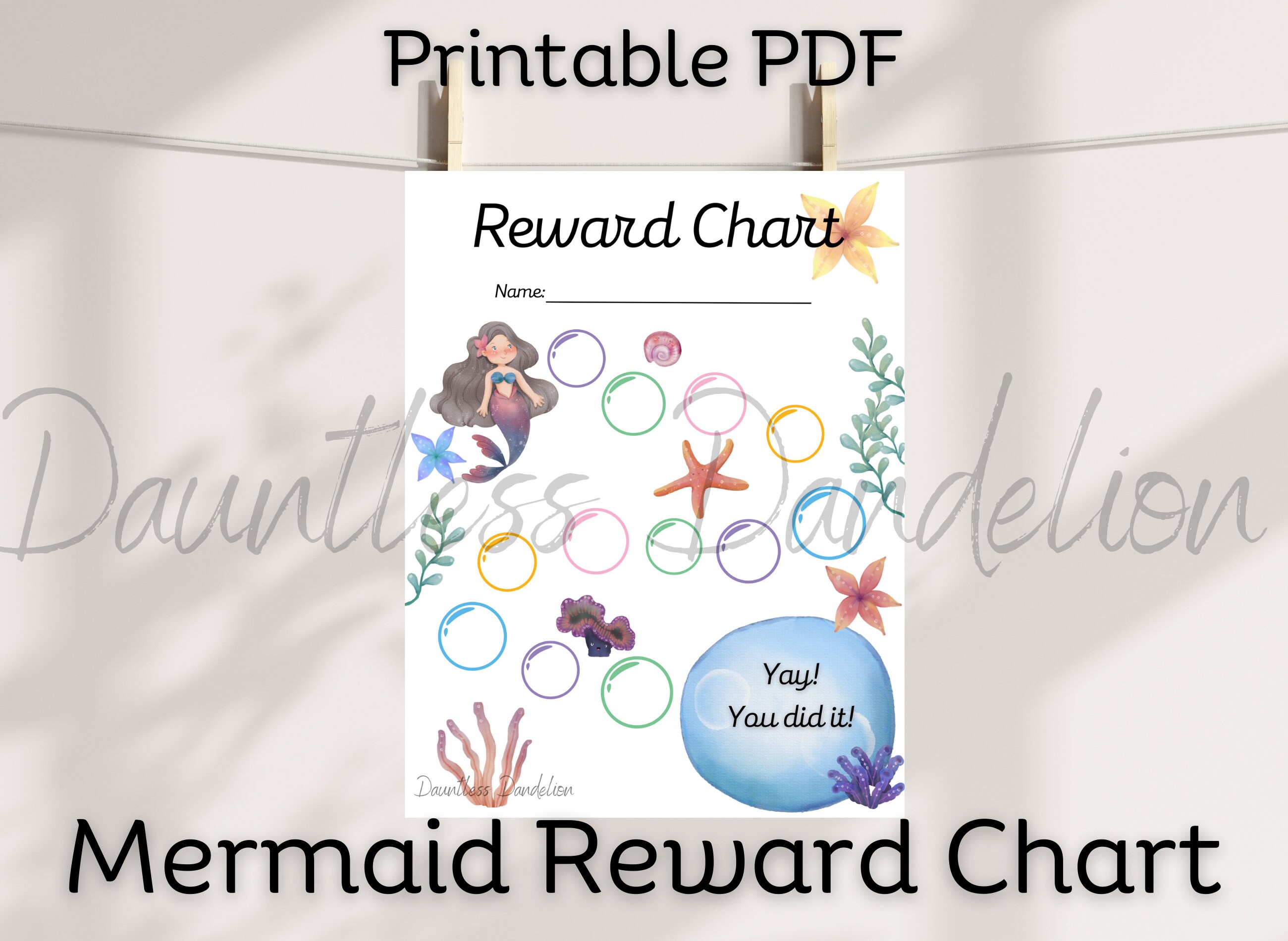 Printable Mermaid Reward Chart for Kids - Etsy