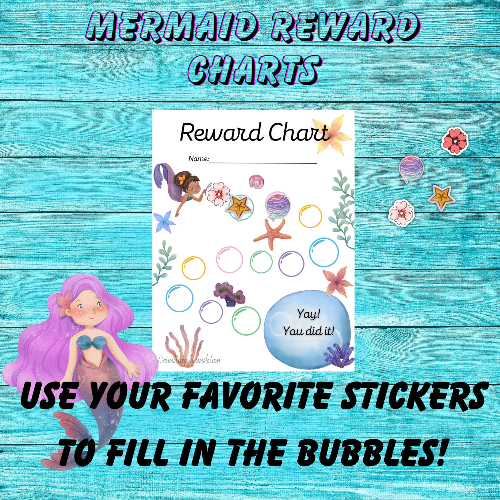 Mermaid Reward Chart Bundle. 12 Printable Pages - Etsy